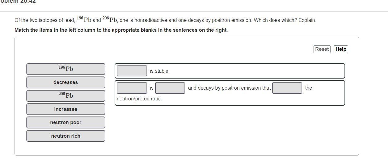 Solved Of the two isotopes of lead, 196 Pb and 206 Pb, one | Chegg.com