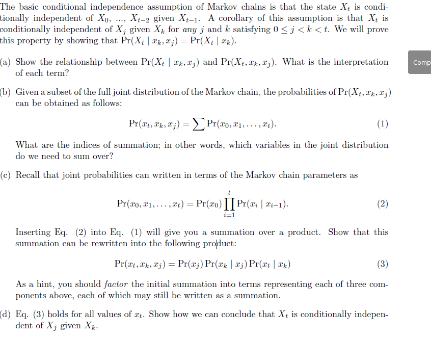 Comp The basic conditional independence assumption of | Chegg.com