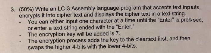 Solved (50%) Write an LC-3 Assembly language program that | Chegg.com