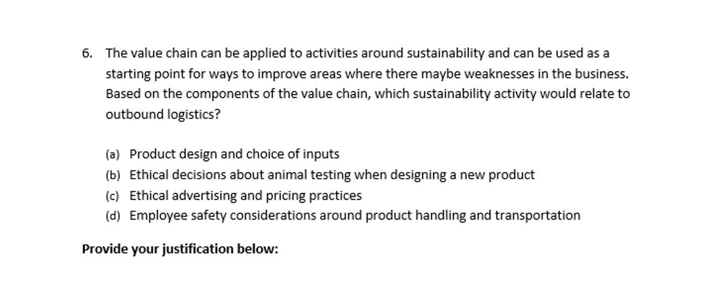 Solved 6. The value chain can be applied to activities | Chegg.com
