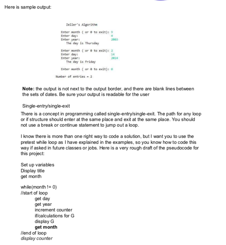 Solved Instructions: Write a Java Program for Zeller's | Chegg.com