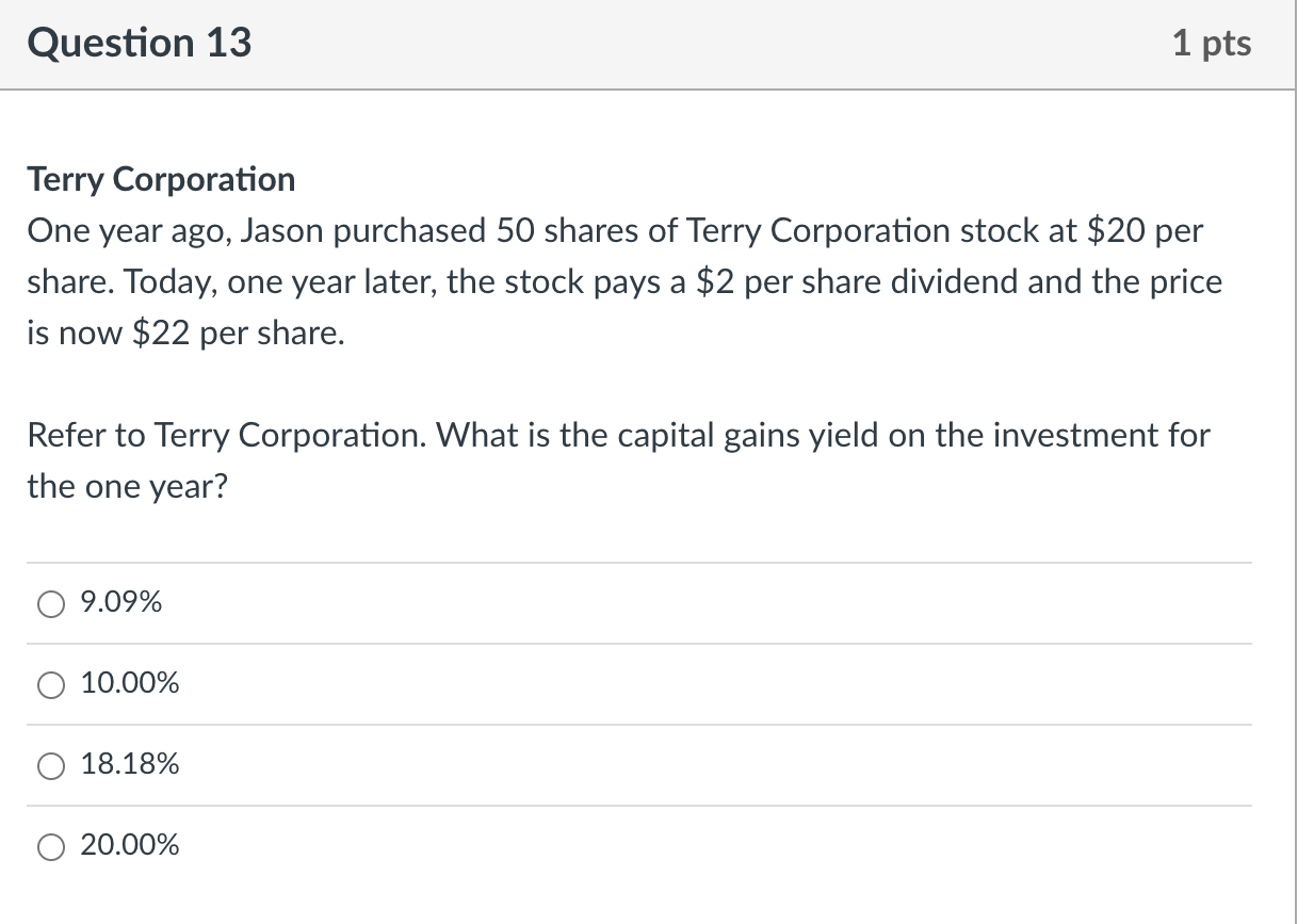 Solved Terry Corporation One year ago, Jason purchased 50 | Chegg.com
