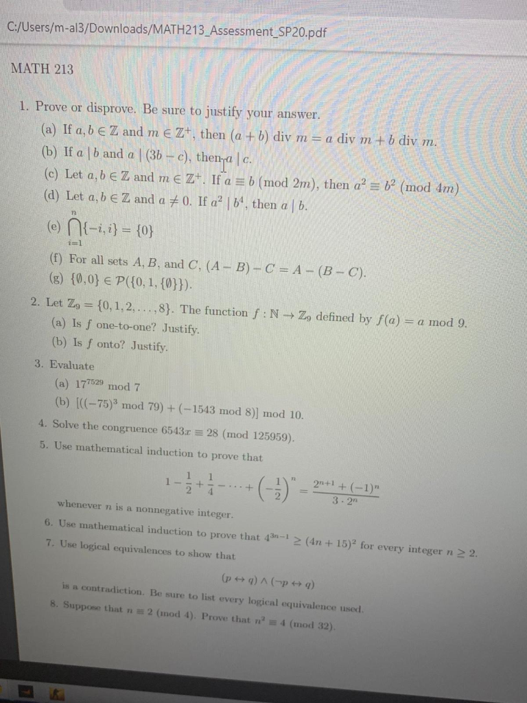 Solved C:/Users/m-al3/Downloads/MATH213_Assessment_SP20.pdf | Chegg.com