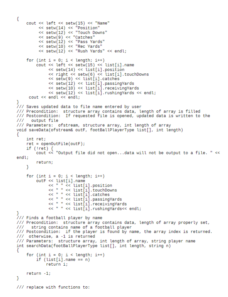 Solved Structures, arrays of structures, functions, header | Chegg.com