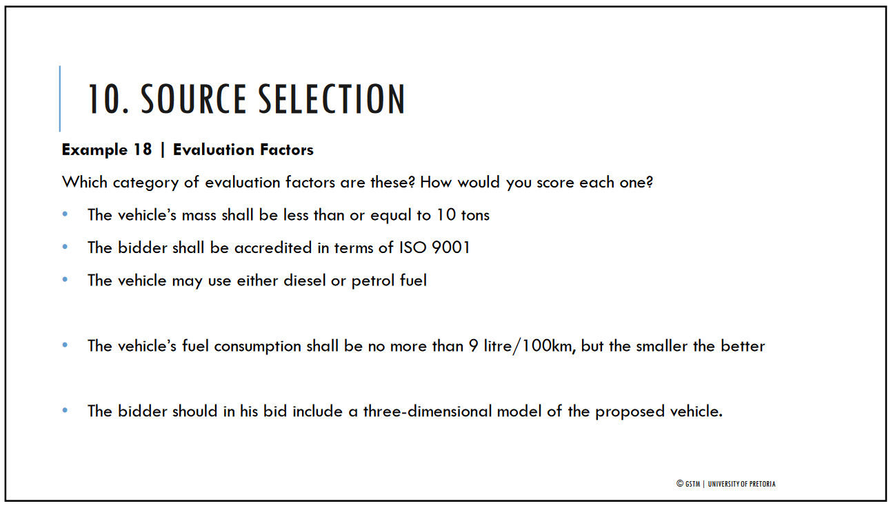 Solved SOURCE SELECTIONExample 18 | ﻿Evaluation FactorsWhich | Chegg.com