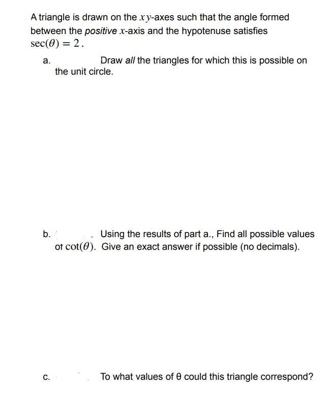 Solved A triangle is drawn on the xy-axes such that the | Chegg.com