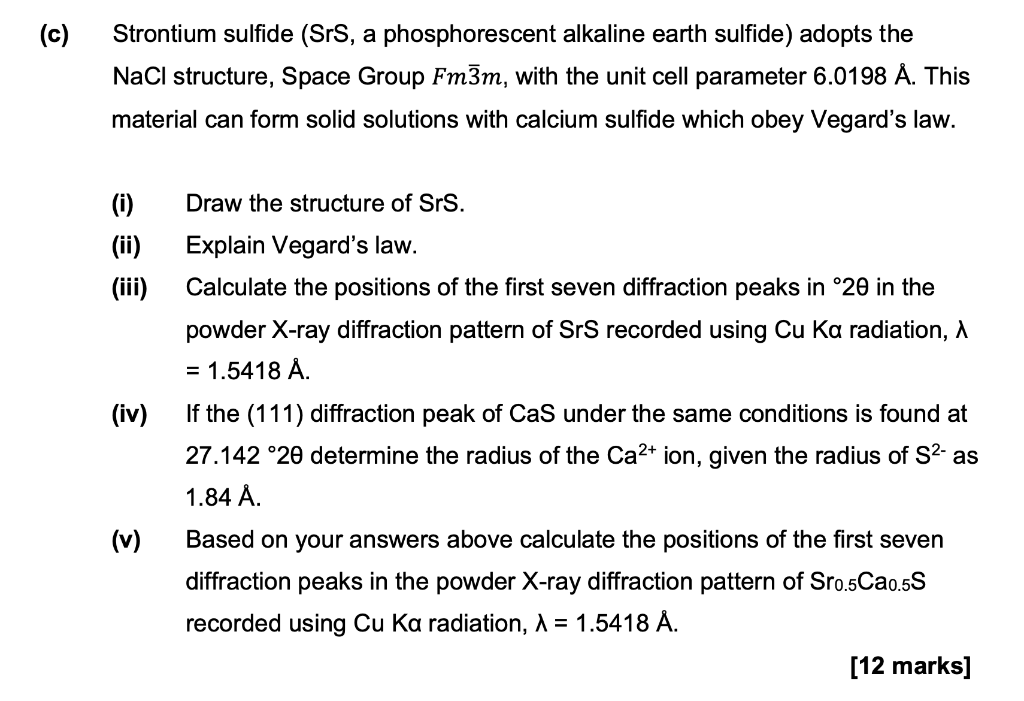 Solved ) Strontium sulfide (SrS, a phosphorescent alkaline | Chegg.com