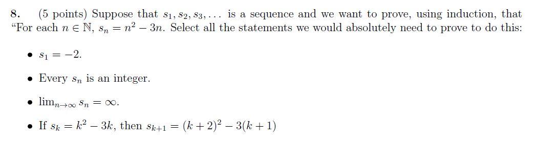 Solved 8. (5 points) Suppose that S1, S2, S3, ... is a | Chegg.com