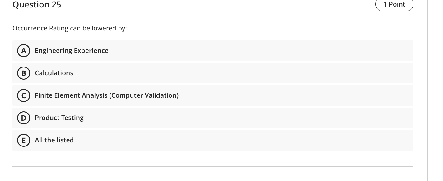 Solved Question 25 1 Point Occurrence Rating can be lowered | Chegg.com