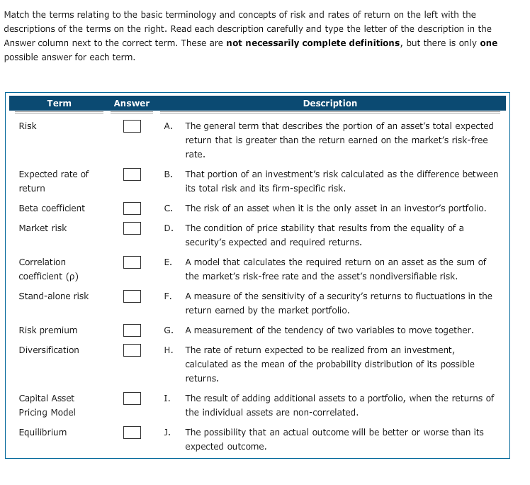 Solved Match the terms relating to the basic terminology and | Chegg.com