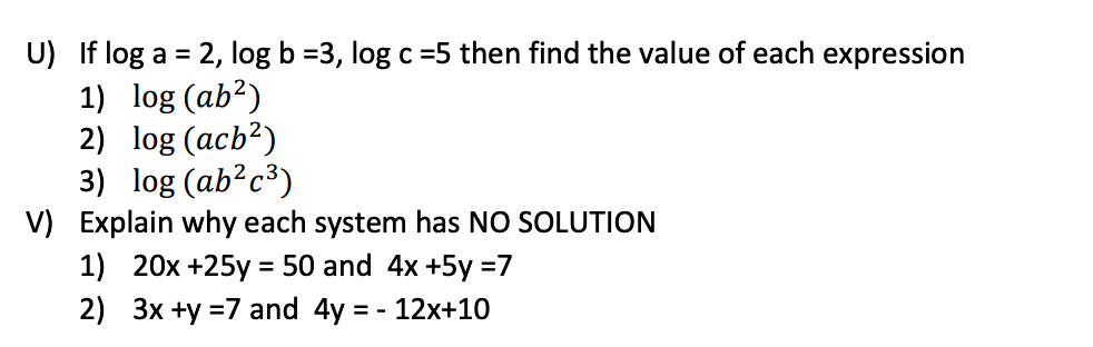 Solved U) If log a = 2, log b =3, log c =5 then find the | Chegg.com