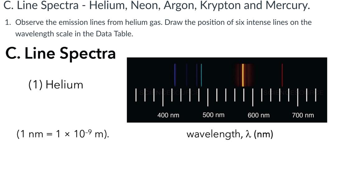 Solved 2. Observe the emission lines from neon gas | Chegg.com