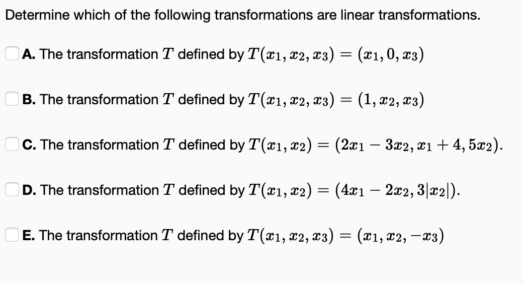 Solved Determine which of the following transformations are | Chegg.com