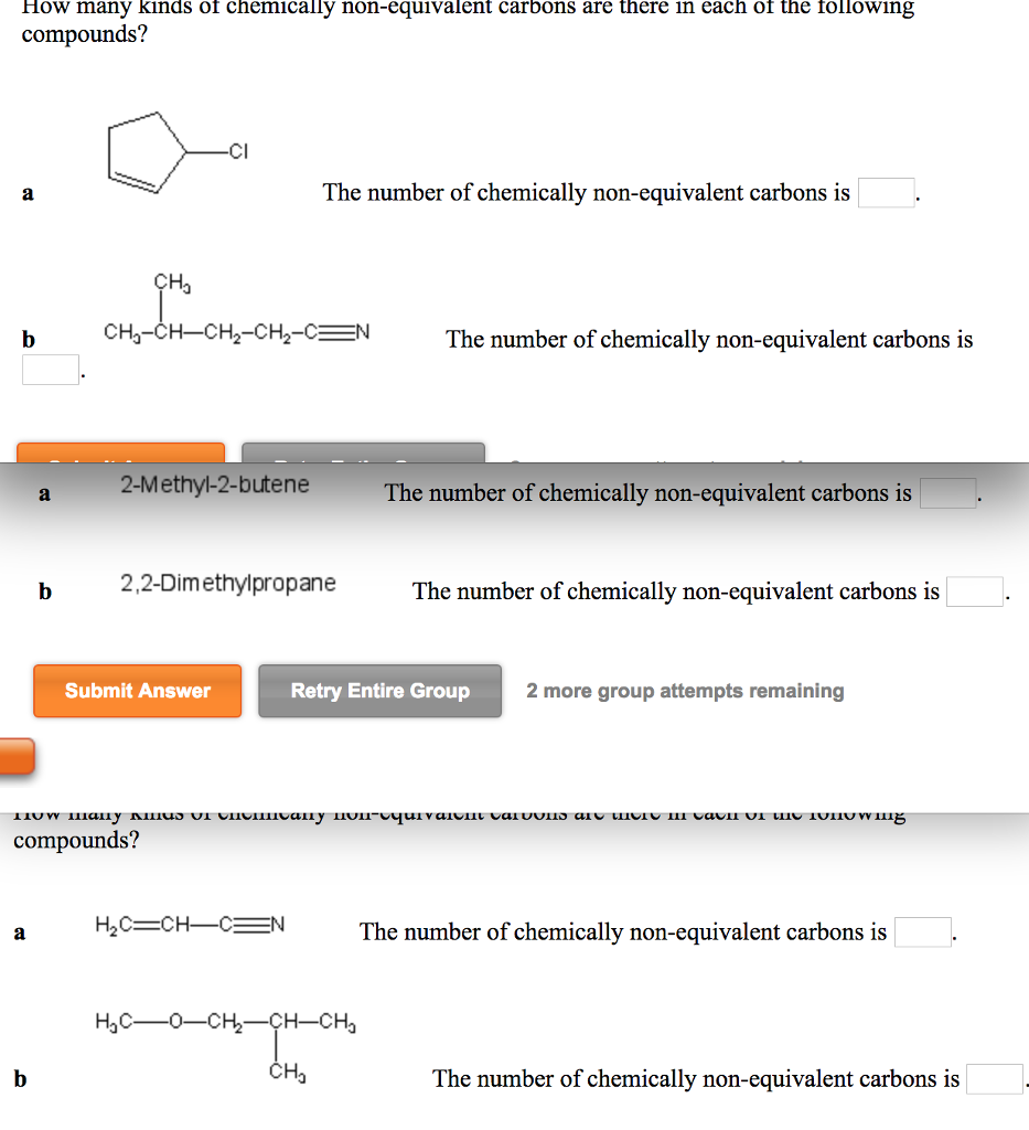 Solved How many Kinds of chemically non-equivalent carbons | Chegg.com
