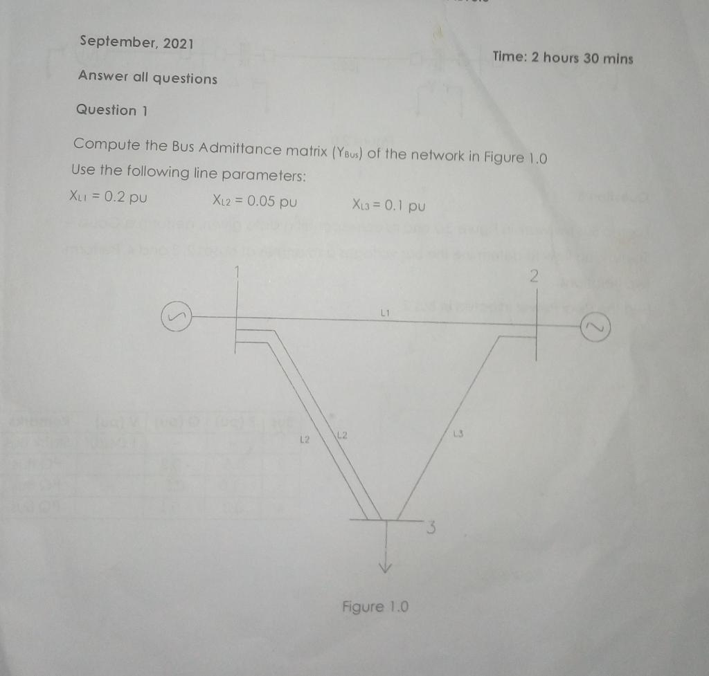 Solved Compute the Bus Admittance matrix (Y Bus ) of the | Chegg.com