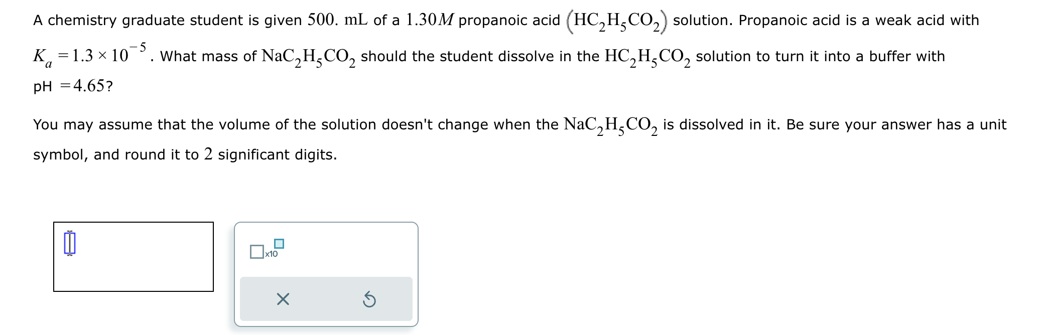 Solved A chemistry graduate student is given 500.mL ﻿of a | Chegg.com