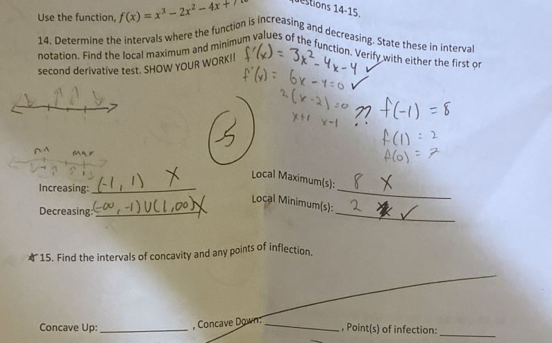 Solved Use the function, f(x)=x3−2x2−4x+1.2 14. Determine | Chegg.com