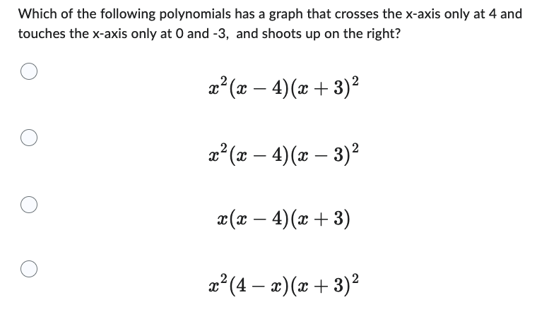 Solved Which of the following polynomials has a graph that | Chegg.com