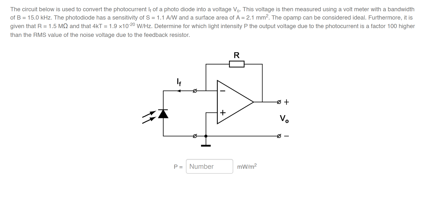 Solved The circuit below is used to convert the photocurrent | Chegg.com