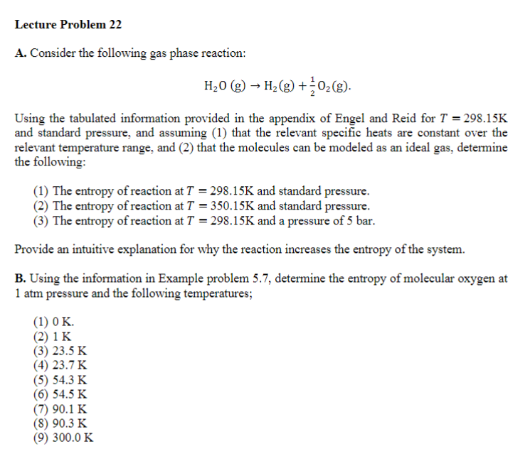 Solved A. Consider the following gas phase reaction: | Chegg.com