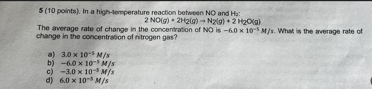 Solved 5 (10 points). In a high-temperature reaction between | Chegg.com