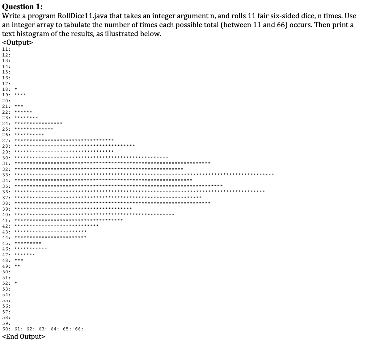 Solved Question 1: Write a program RollDice11.java that | Chegg.com