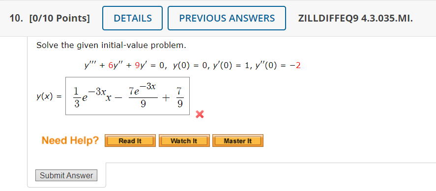 Solved Solve the given initial-value problem. y′′′ + 6y′′ + | Chegg.com