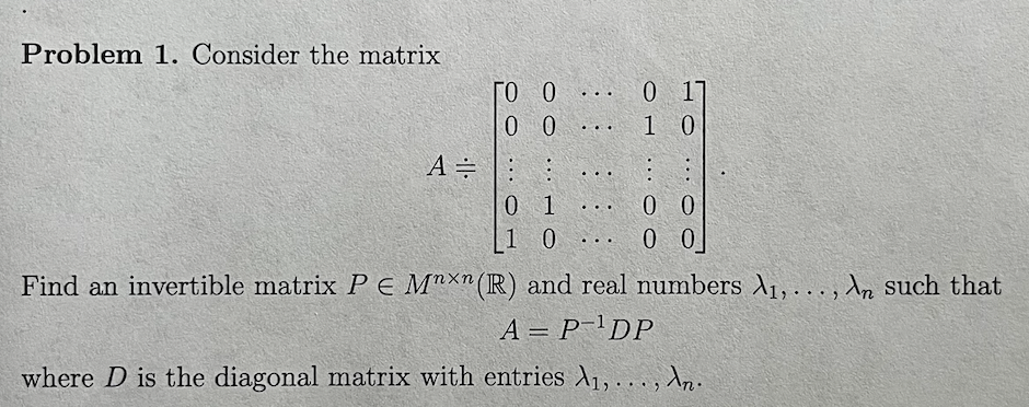 Problem 1. Consider the matrix | Chegg.com