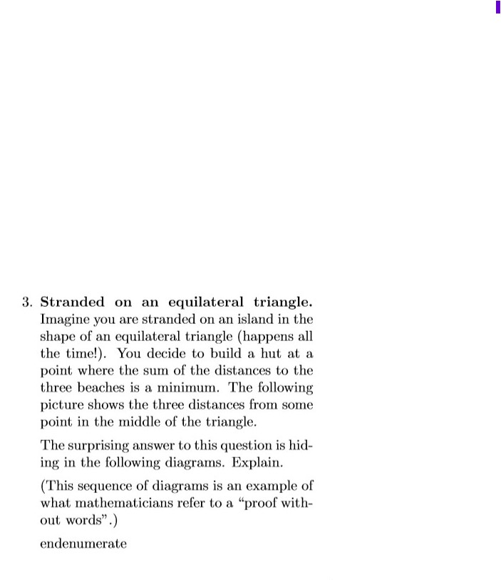 Solved 3. Stranded on an equilateral triangle. Imagine you | Chegg.com