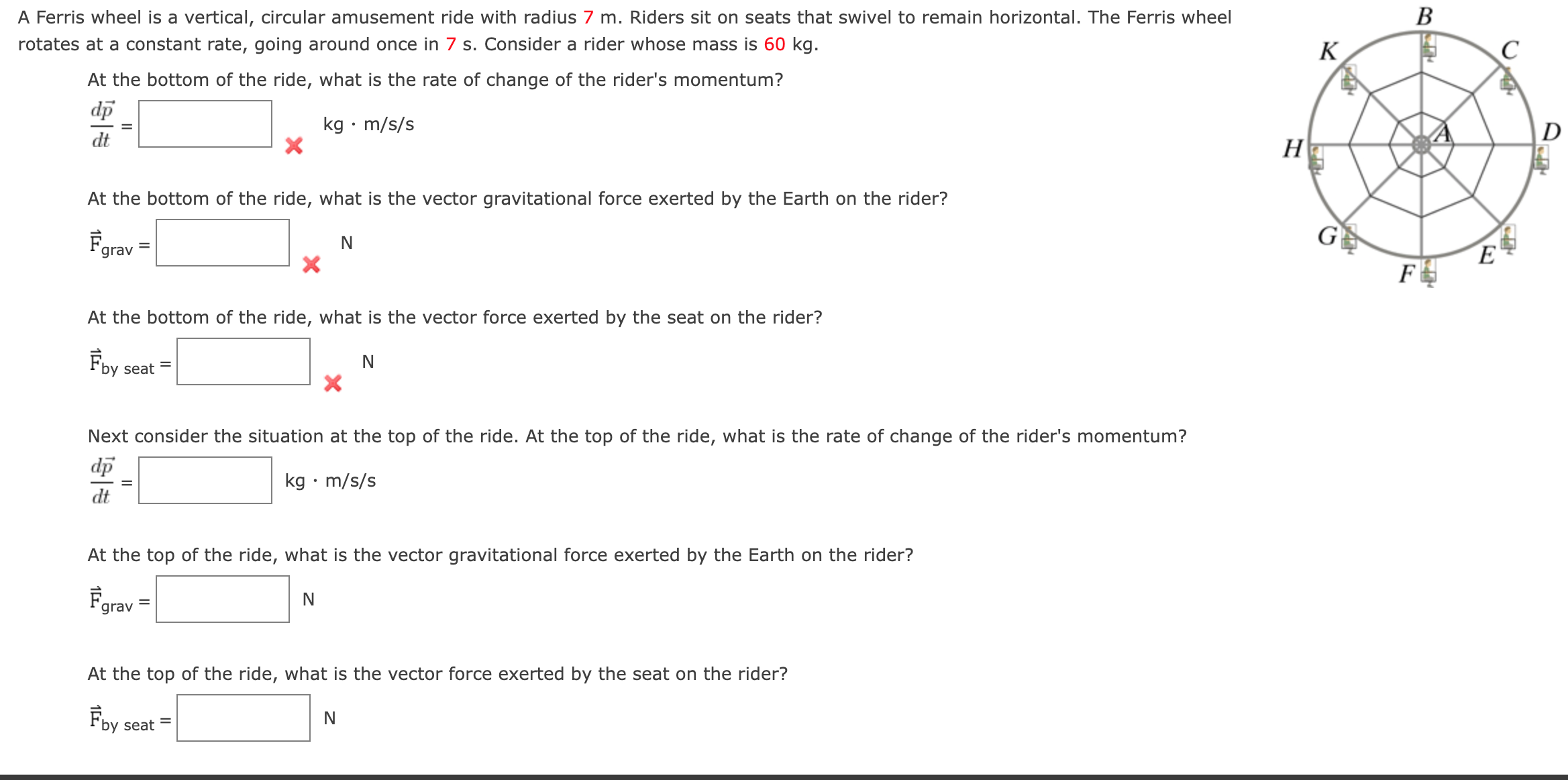 Solved A Ferris wheel is a vertical, circular amusement ride | Chegg.com