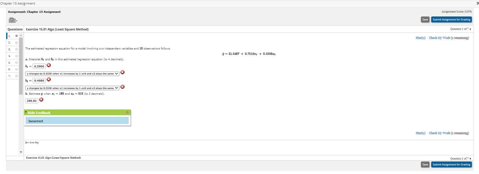 Solved s Exercise 15.01 Algo (Least Square Method) The | Chegg.com