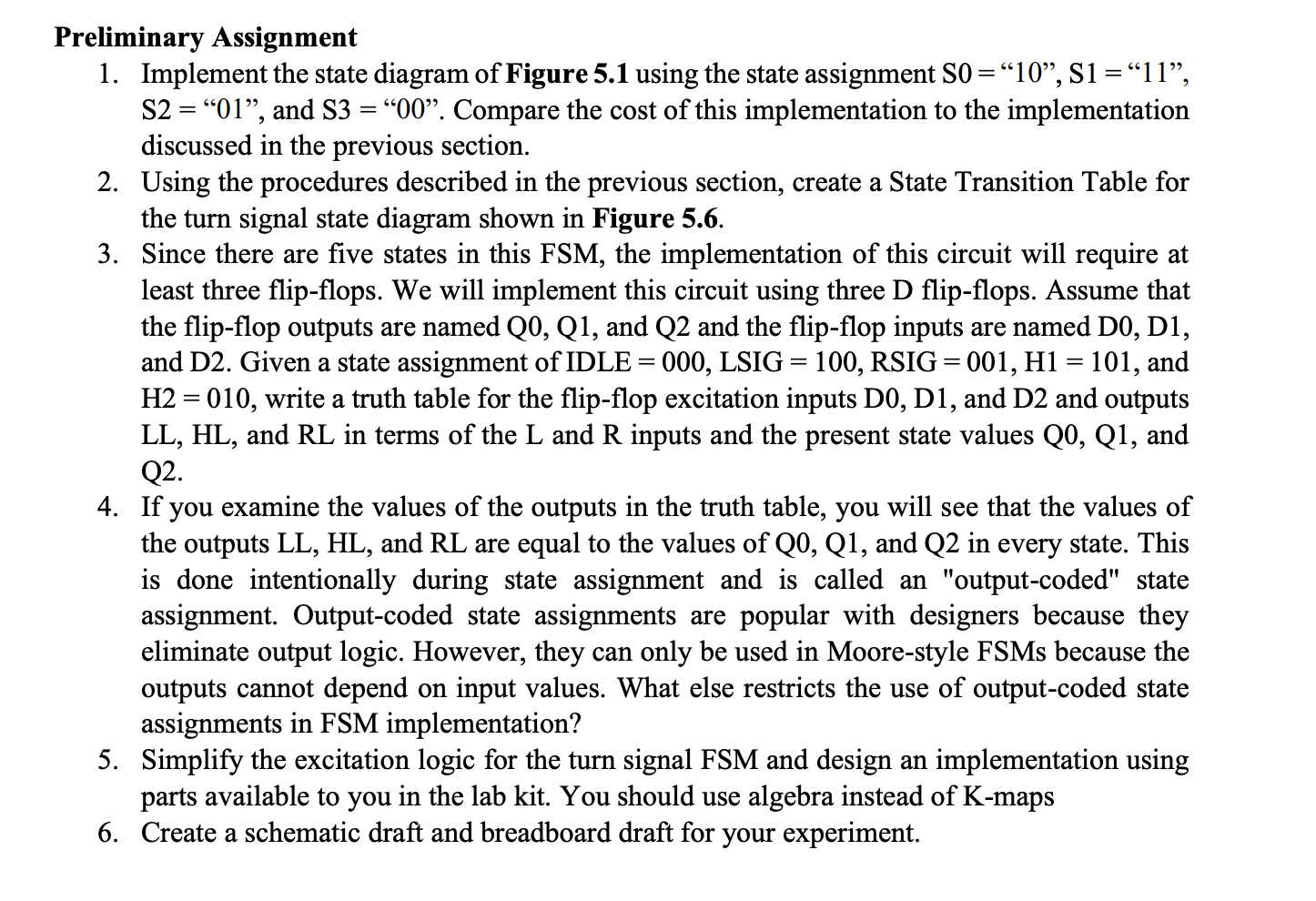 1. Implement the state diagram of Figure 5.1 using | Chegg.com