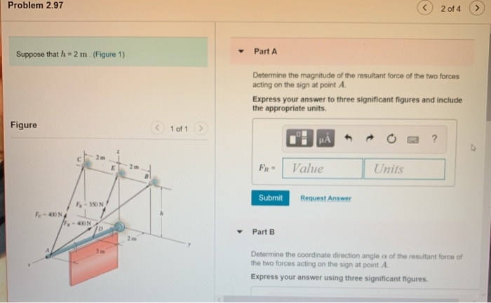 Solved Problem 2.97 Part A Suppose that h- 2 m.(Figure 1) | Chegg.com Solved Problem 2.97 Part A Suppose that h- 2 m.(Figure 1) | Chegg.com
