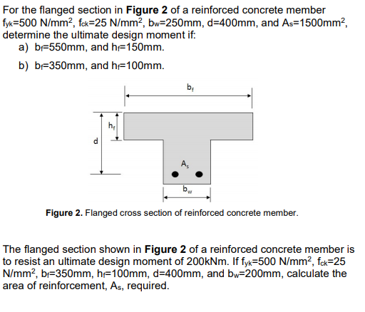 Solved For the flanged section in Figure 2 of a reinforced | Chegg.com