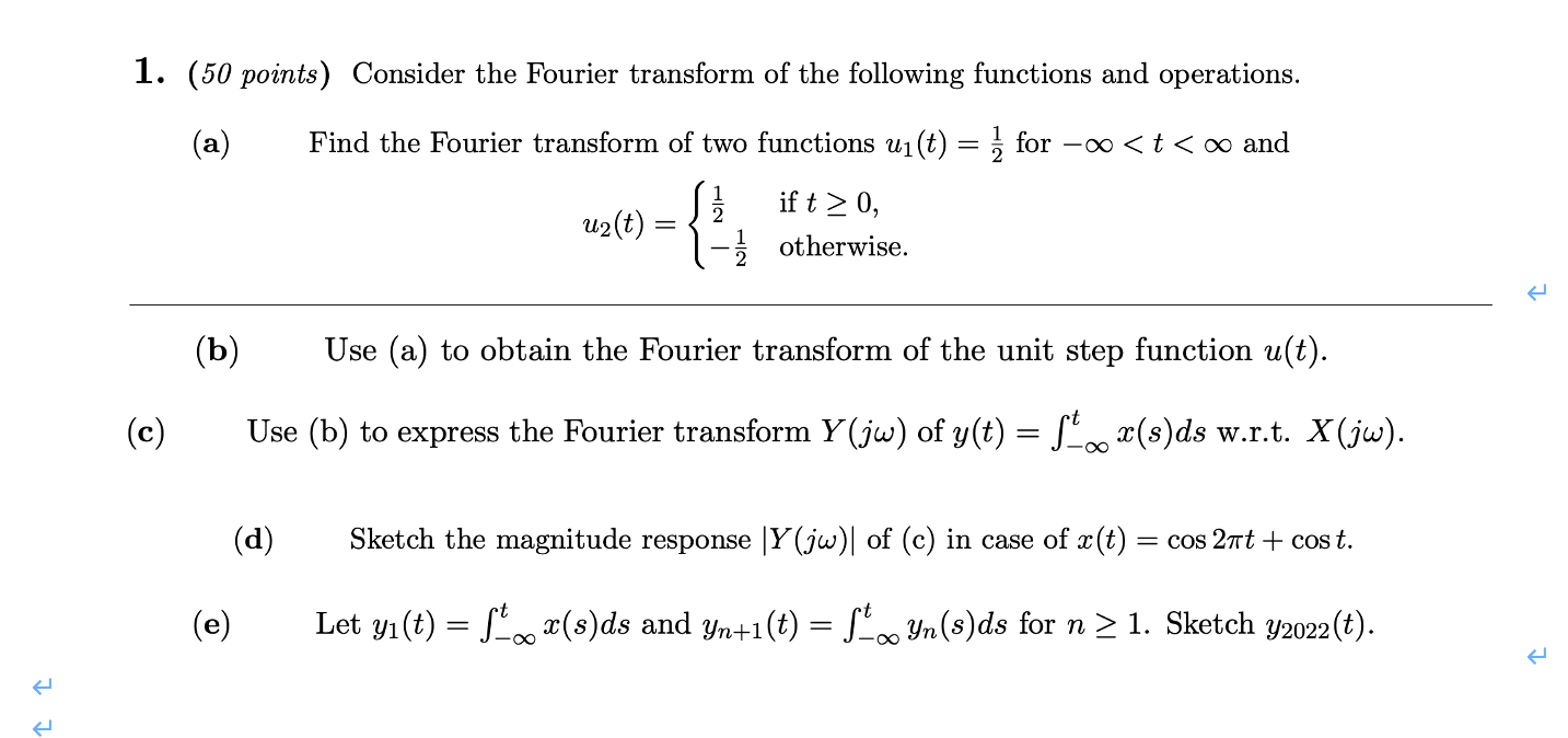 Solved (50 points) Consider the Fourier transform of the | Chegg.com Solved (50 points) Consider the Fourier transform of the | Chegg.com