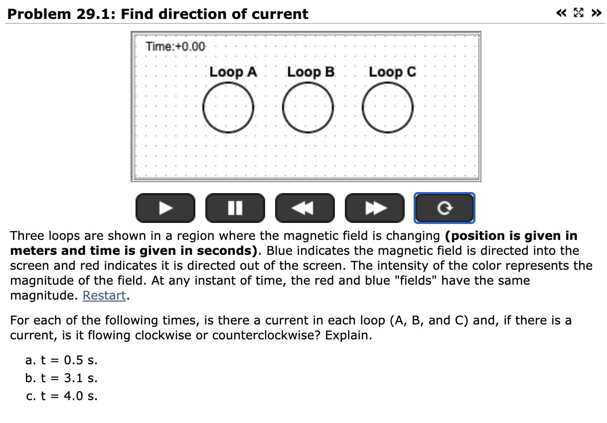 Solved Problem 29.1: Find direction of current Time:+0.00 | Chegg.com