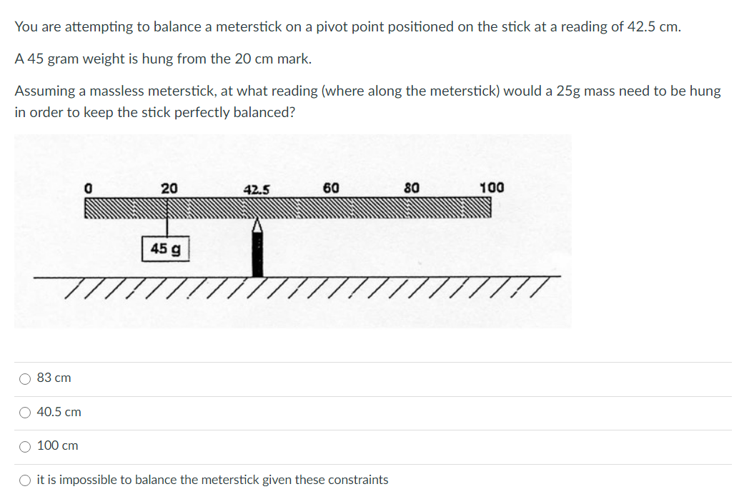 Solved You are attempting to balance a meterstick on a pivot | Chegg.com