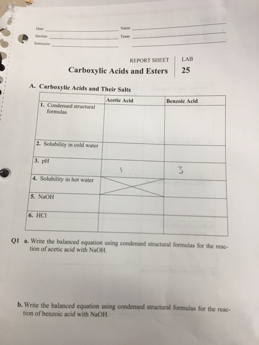 Solved Name Date Section nstructor Team REPORT SHEET LAB | Chegg.com