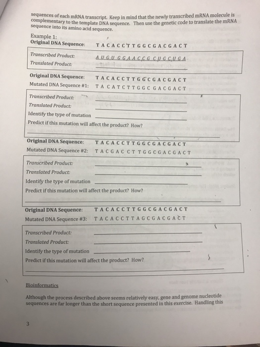 Solved sequences of each mRNA transcript. Keep in mind that | Chegg.com
