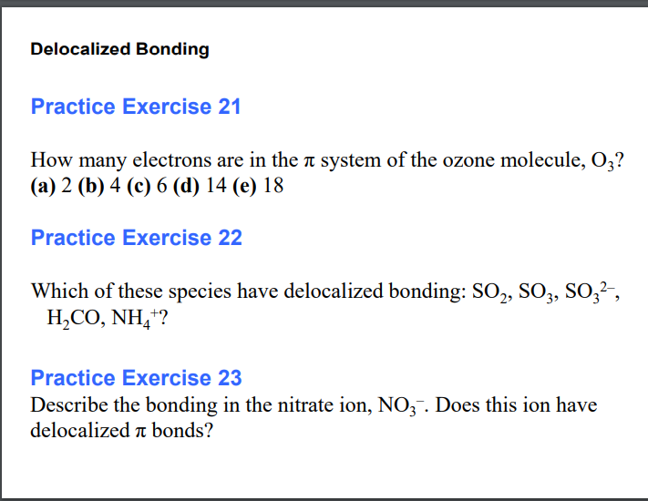 Solved Delocalized Bonding Practice Exercise 21 How many | Chegg.com