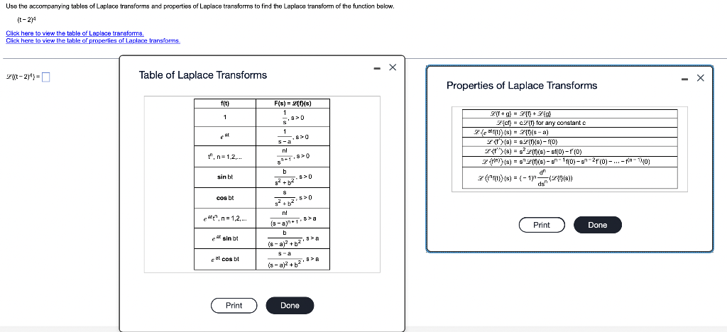 Solved Use the accompanying tables of Laplace transforms and | Chegg.com