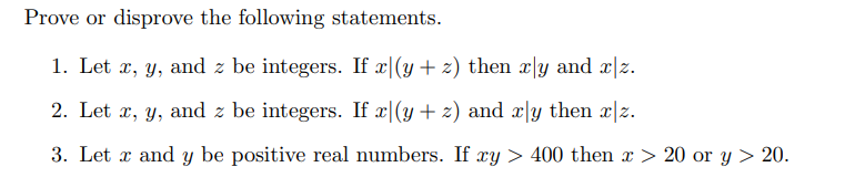 Solved Prove or disprove the following statements. 1. Let | Chegg.com