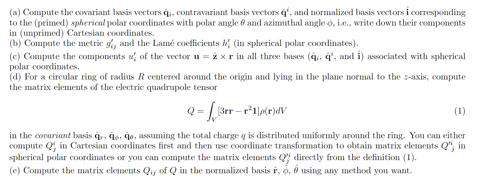 Solved (a) Compute the covariant basis vectors q^i, | Chegg.com