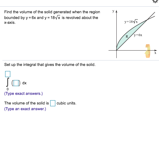 Solved YA Find the volume of the solid generated when the | Chegg.com