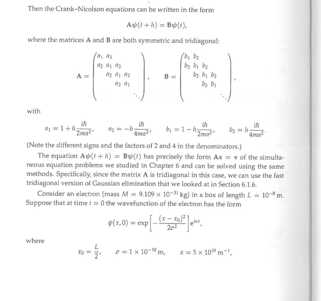 Solved Then the Crank-Nicolson equations can be written in | Chegg.com