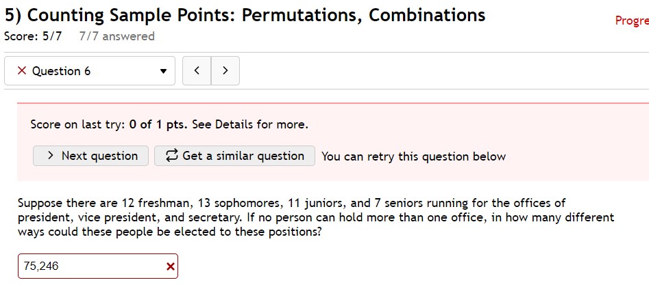 Solved 5) Counting Sample Points: Permutations, Combinations | Chegg.com