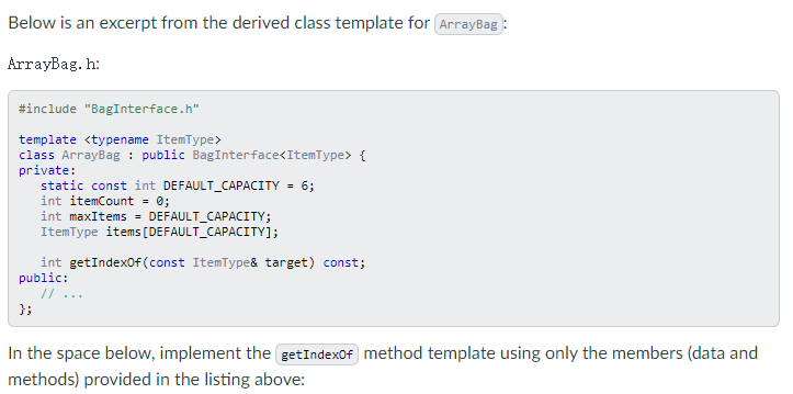 Solved Below is an excerpt from the derived class template | Chegg.com