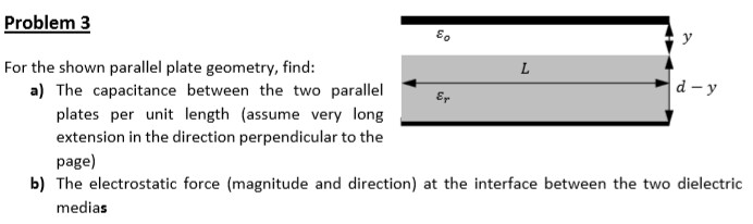 Solved Problem 3 For the shown parallel plate geometry, | Chegg.com