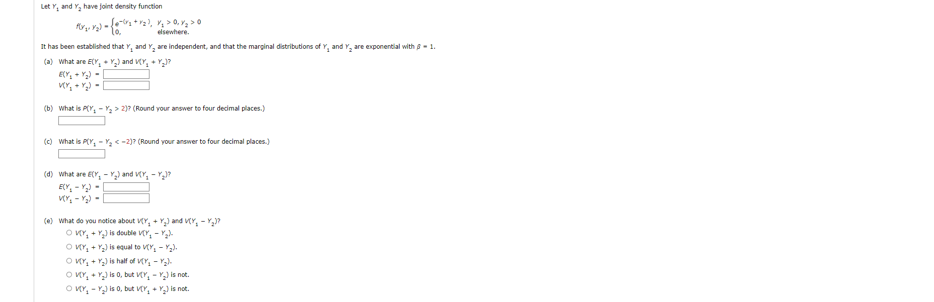 Solved Let Y1 and Y2 have joint density function | Chegg.com