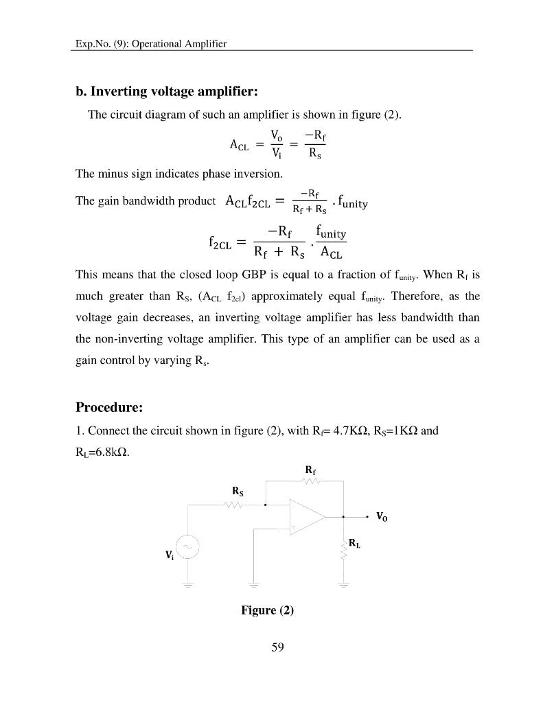 Exp.No. (9): Operational Amplifier Operational | Chegg.com
